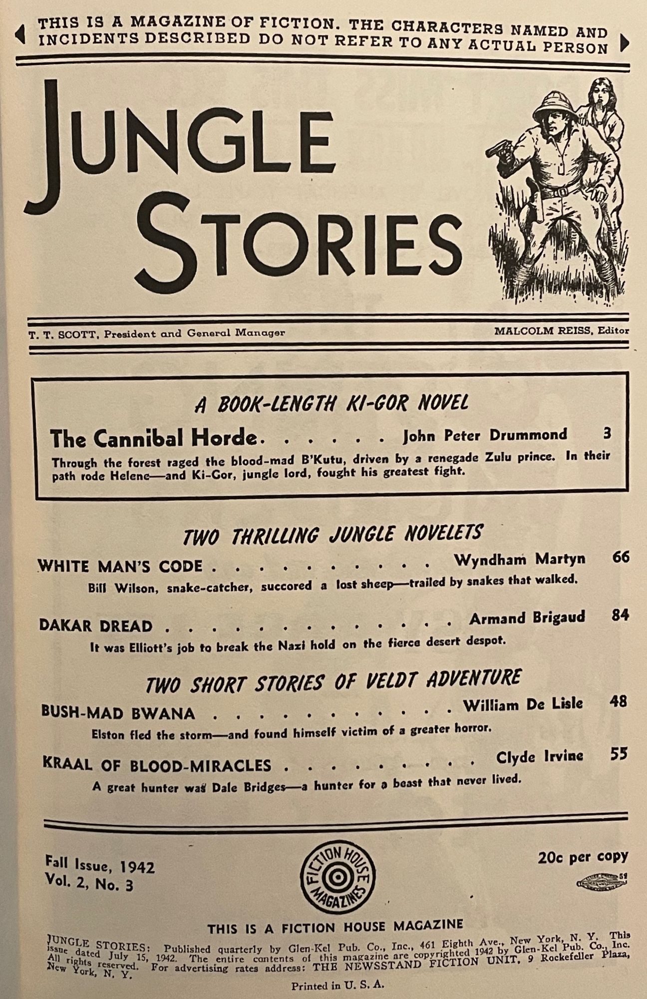 Jungle Stories Vol. 2, No. 3 Fall 1942 | PULP MAGAZINES, John Peter ...